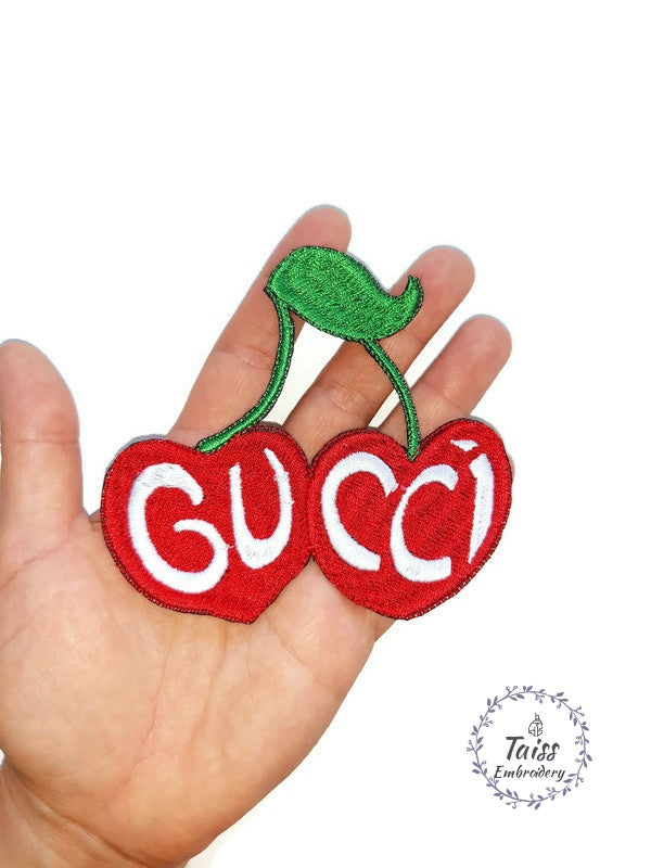 Gucci cherry, embroidered iron-on patch – Embroidery Taiss